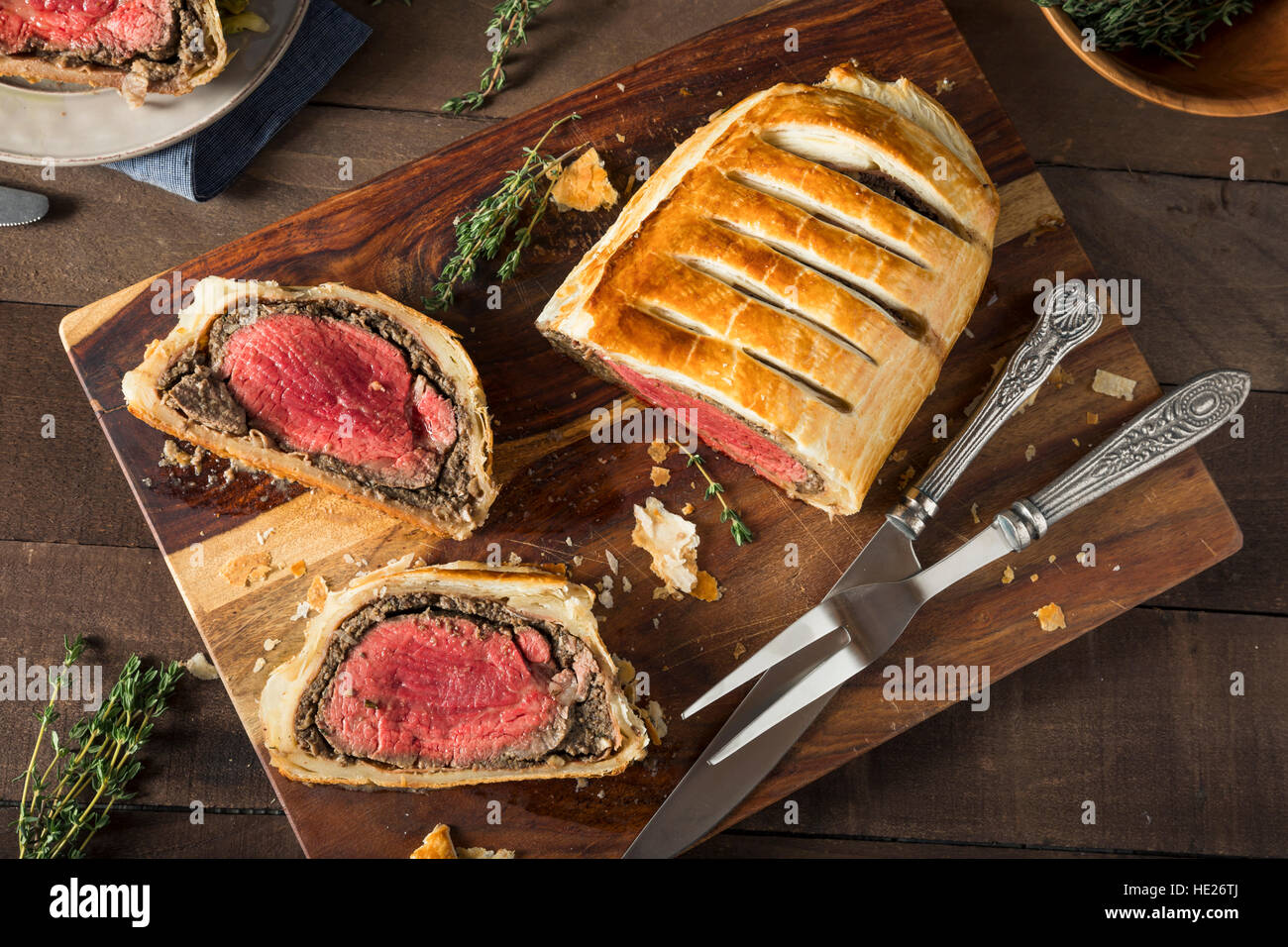 Homemade Christmas Beef Wellington with a Pastry Crust Stock Photo - Alamy