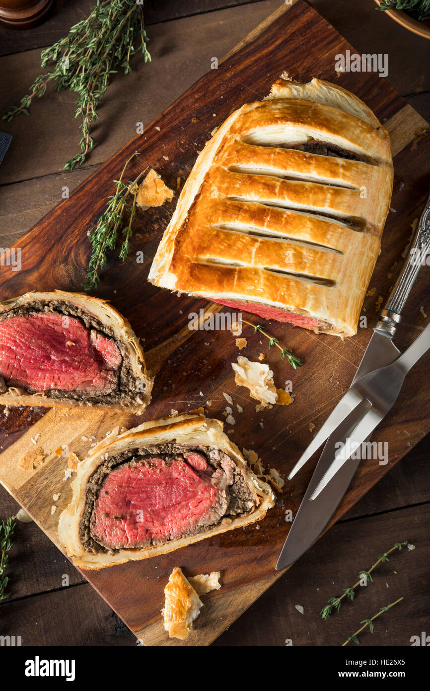 Homemade Christmas Beef Wellington with a Pastry Crust Stock Photo - Alamy