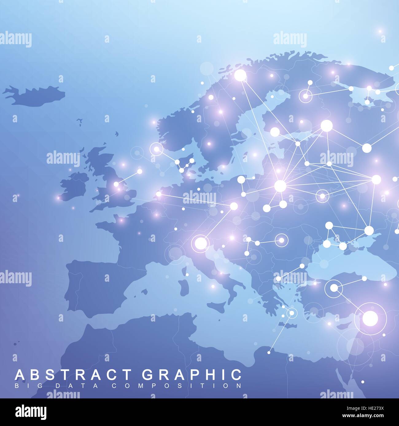 Geometric graphic background communication with Europe Map. Big data ...