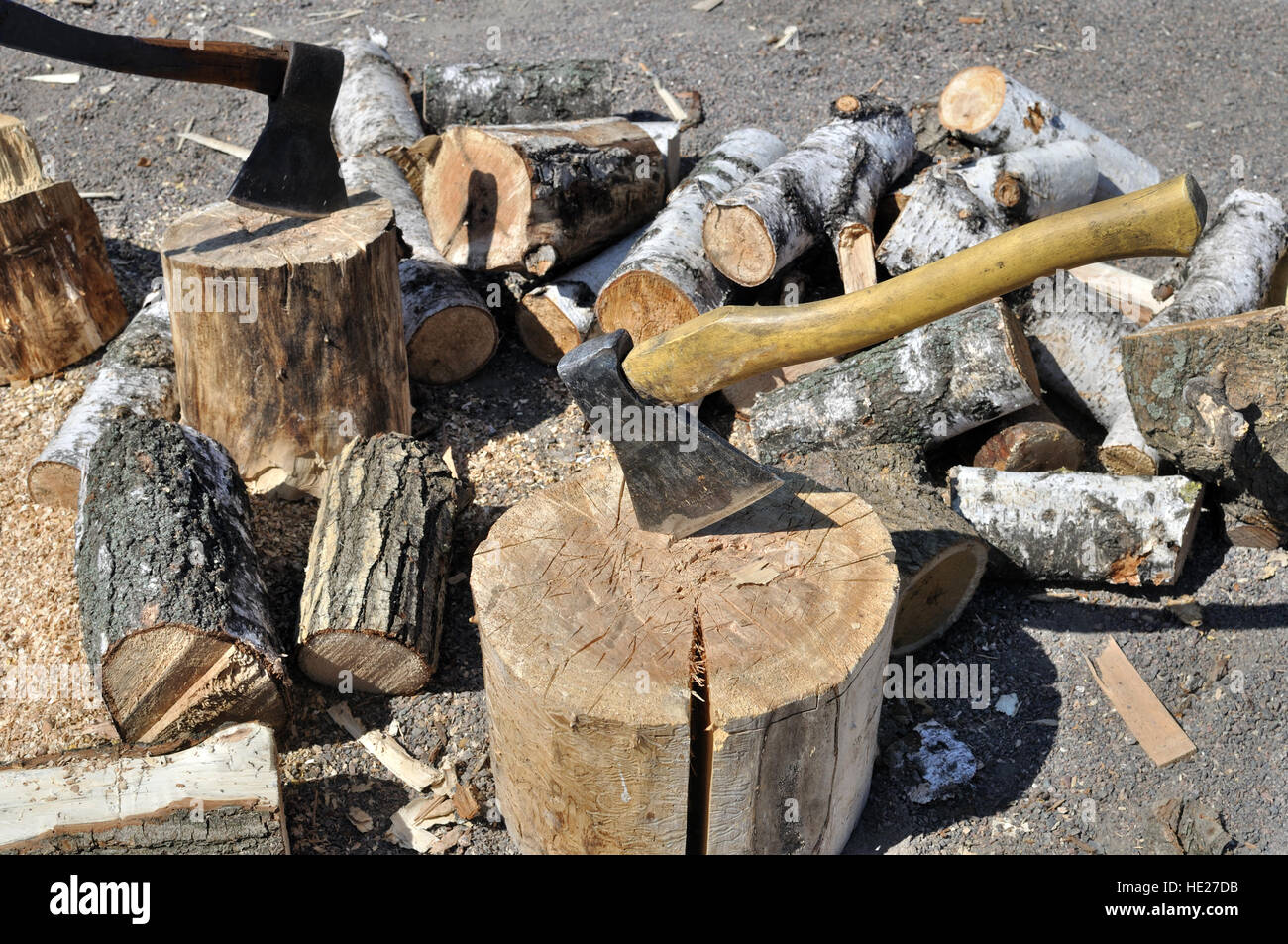 axes for chopping firewood Stock Photo - Alamy