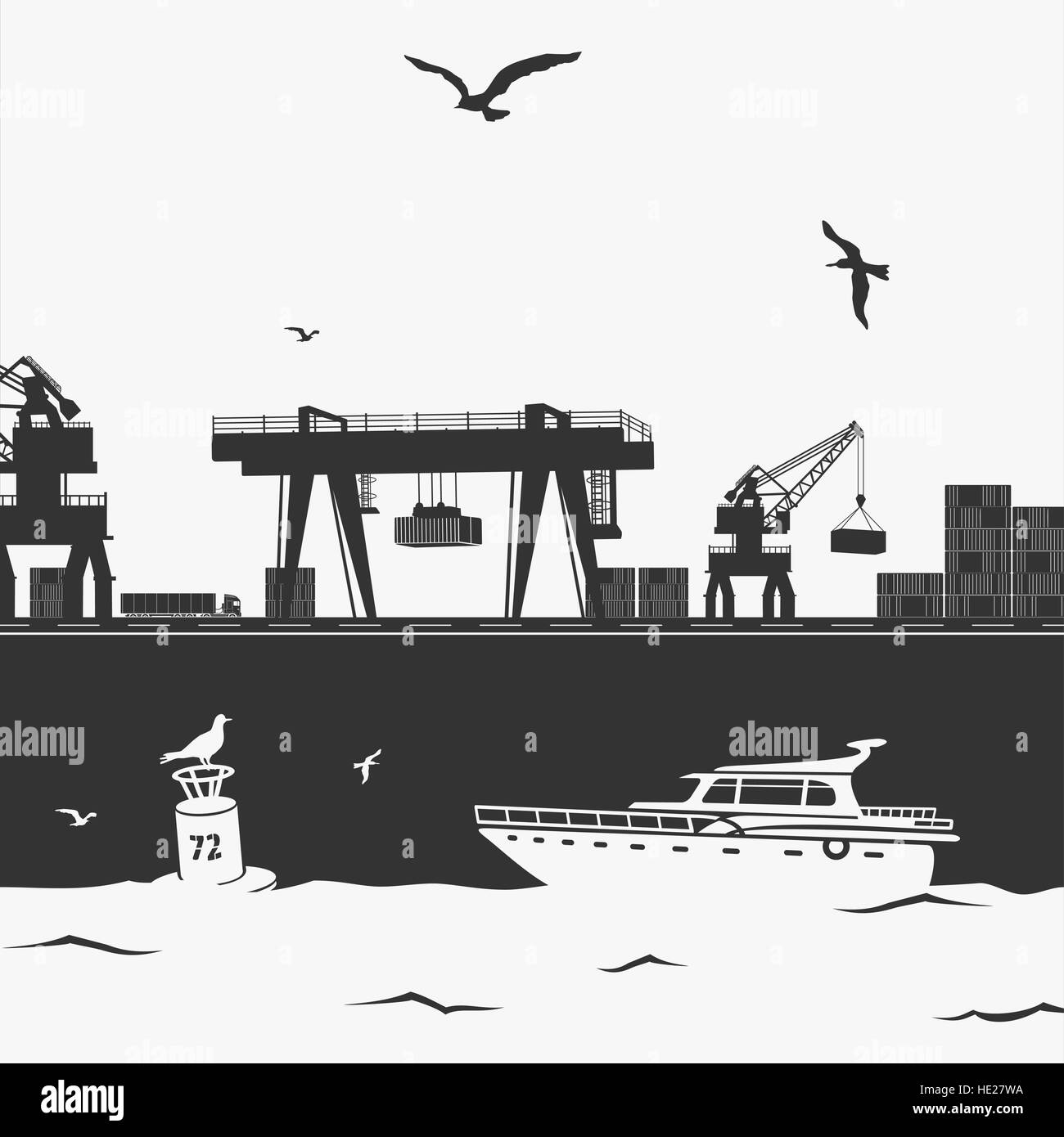 Commercial Sea Port Stock Vector Image & Art - Alamy