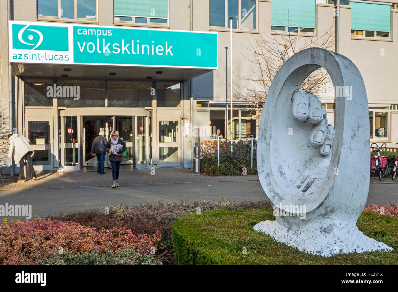 Entrance of the Hospital AZ Sint-Lucas Campus Volkskliniek in the city ...