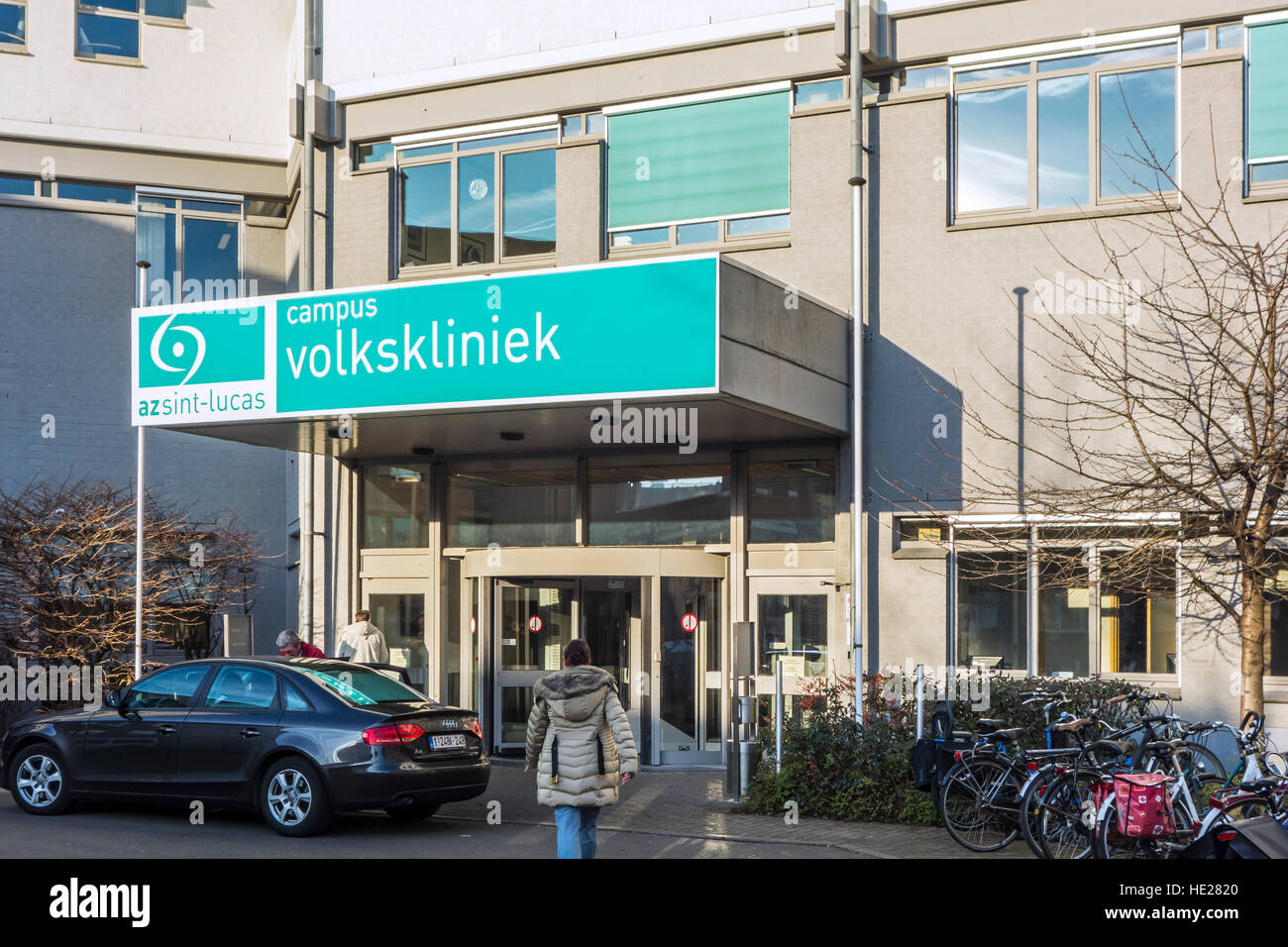 Entrance of the Hospital AZ Sint-Lucas Campus Volkskliniek in the city ...
