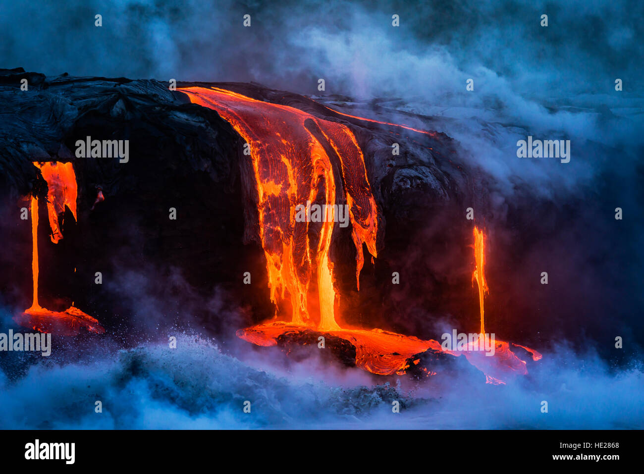 Lava flow entering pacific ocean hi-res stock photography and images - Alamy