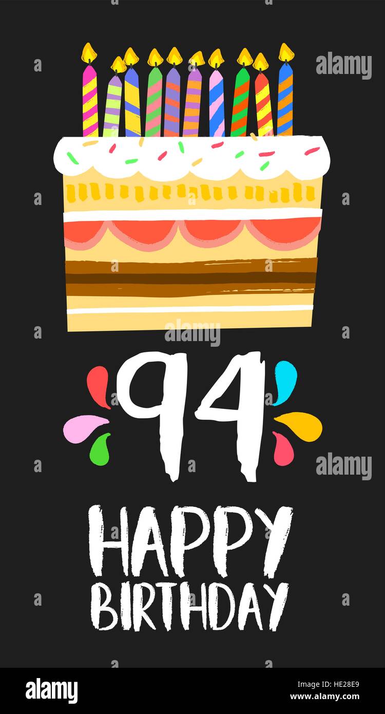 Happy birthday number 94, greeting card for ninety four years in fun ...