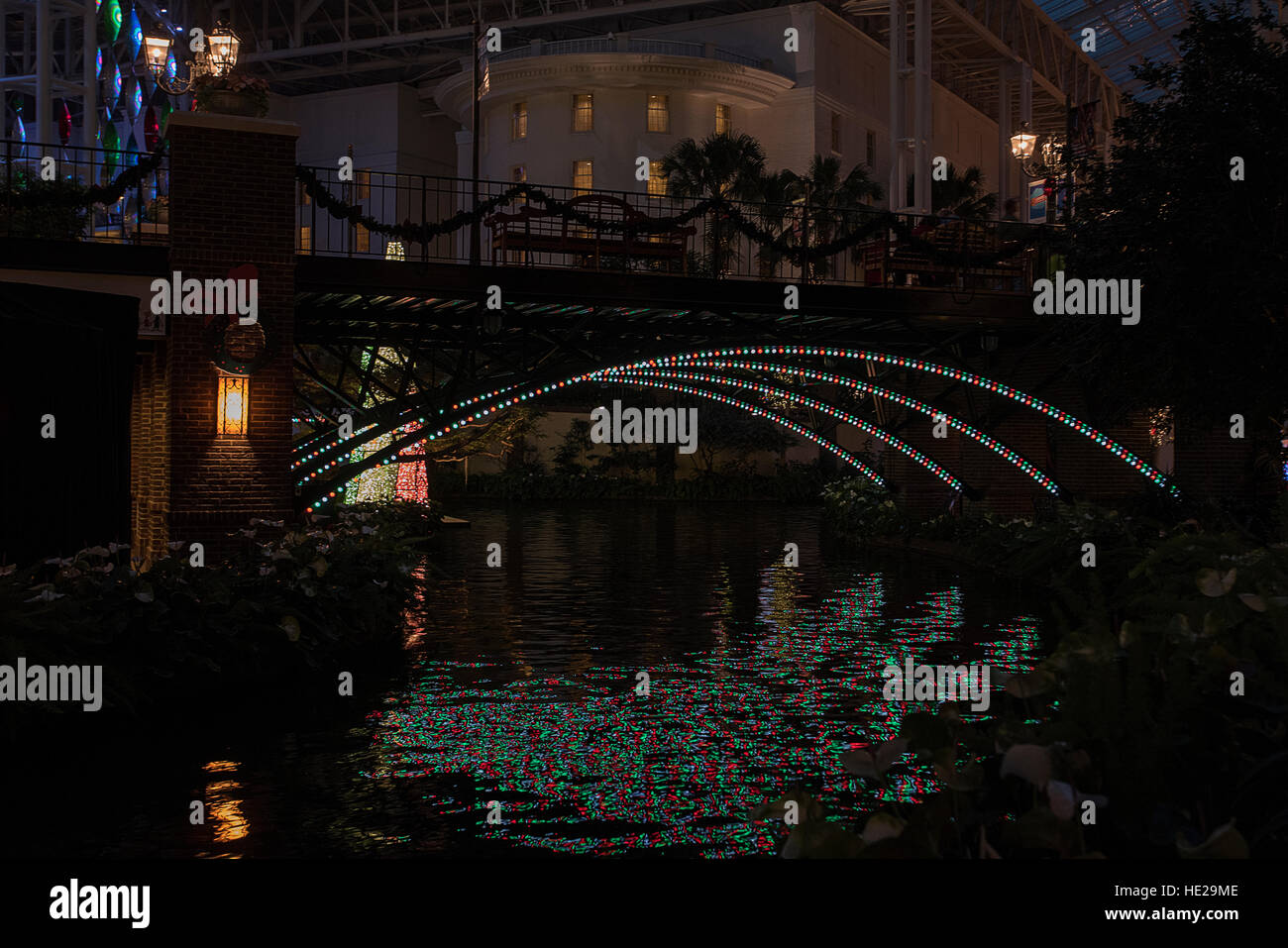 Lighted bridge at Gaylord Opryland Hotel Delta Island Atrium Nashville ...