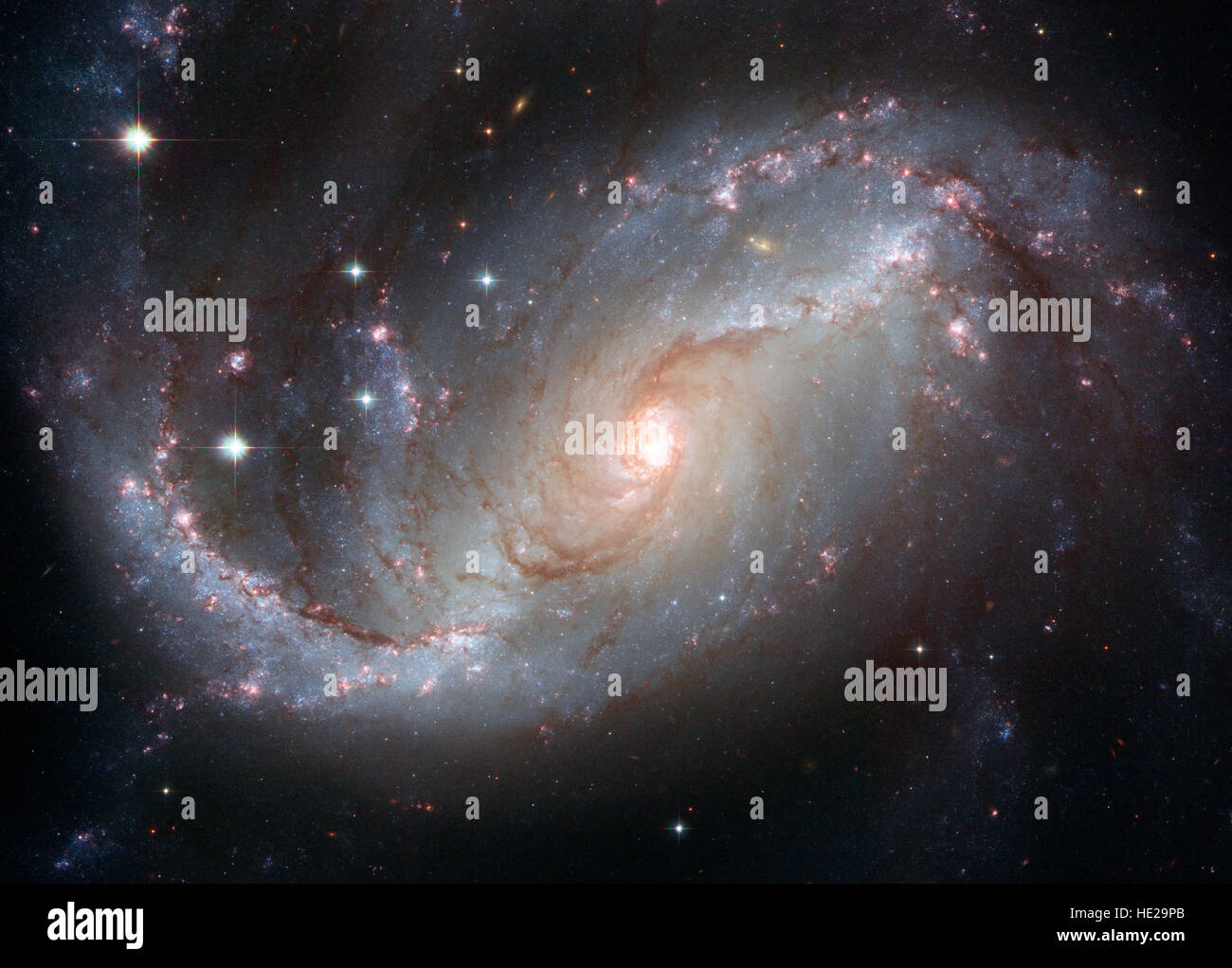 This NASA Hubble Space Telescope view of nearby barred spiral galaxy ...