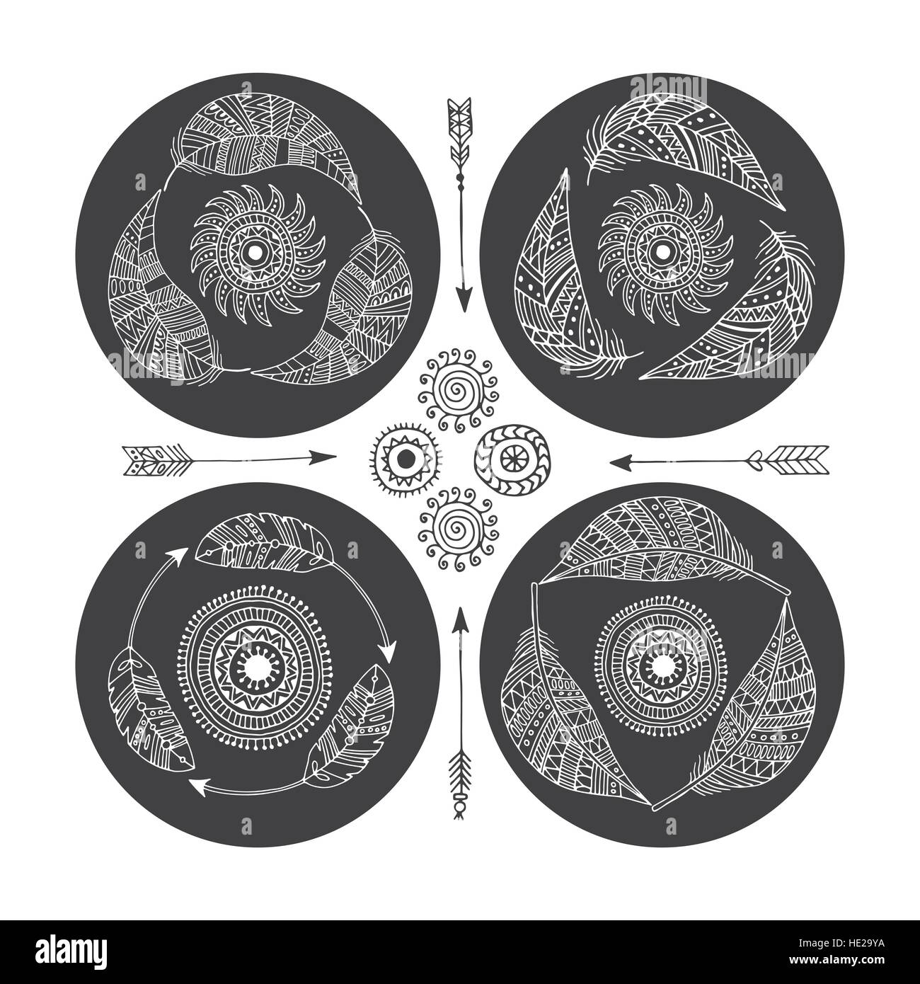 Boho style birds Cut Out Stock Images & Pictures - Alamy