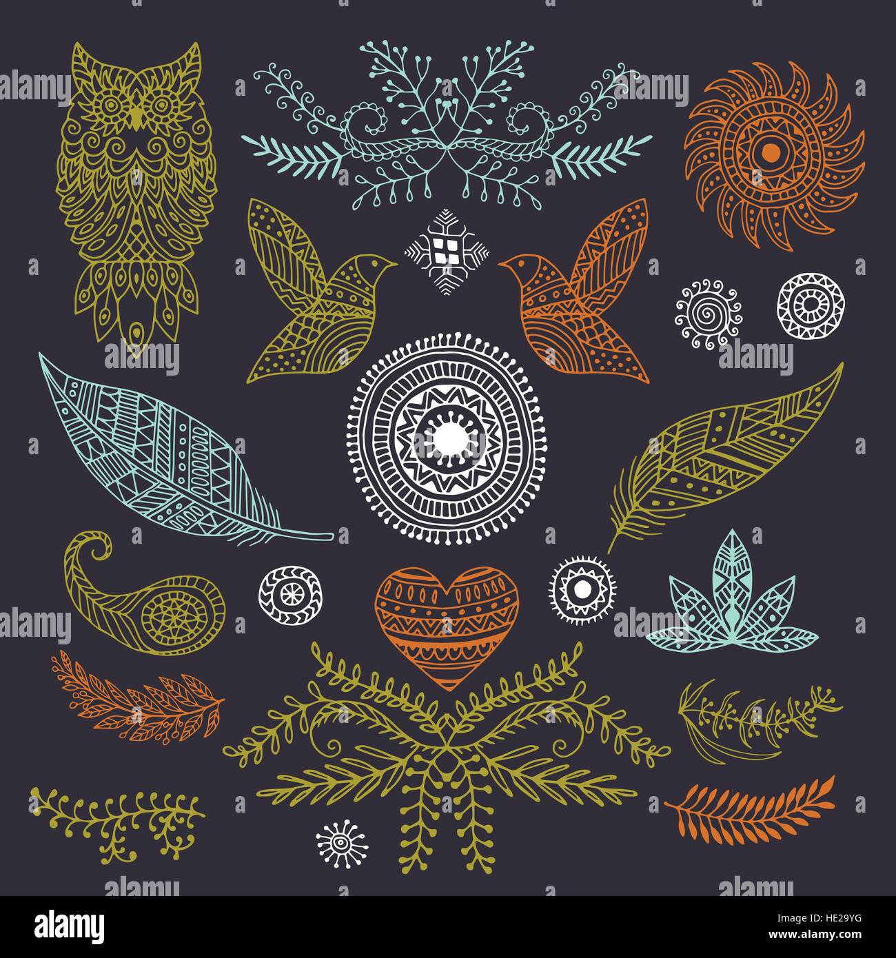 boho handmade set of elements Stock Vector Image & Art - Alamy