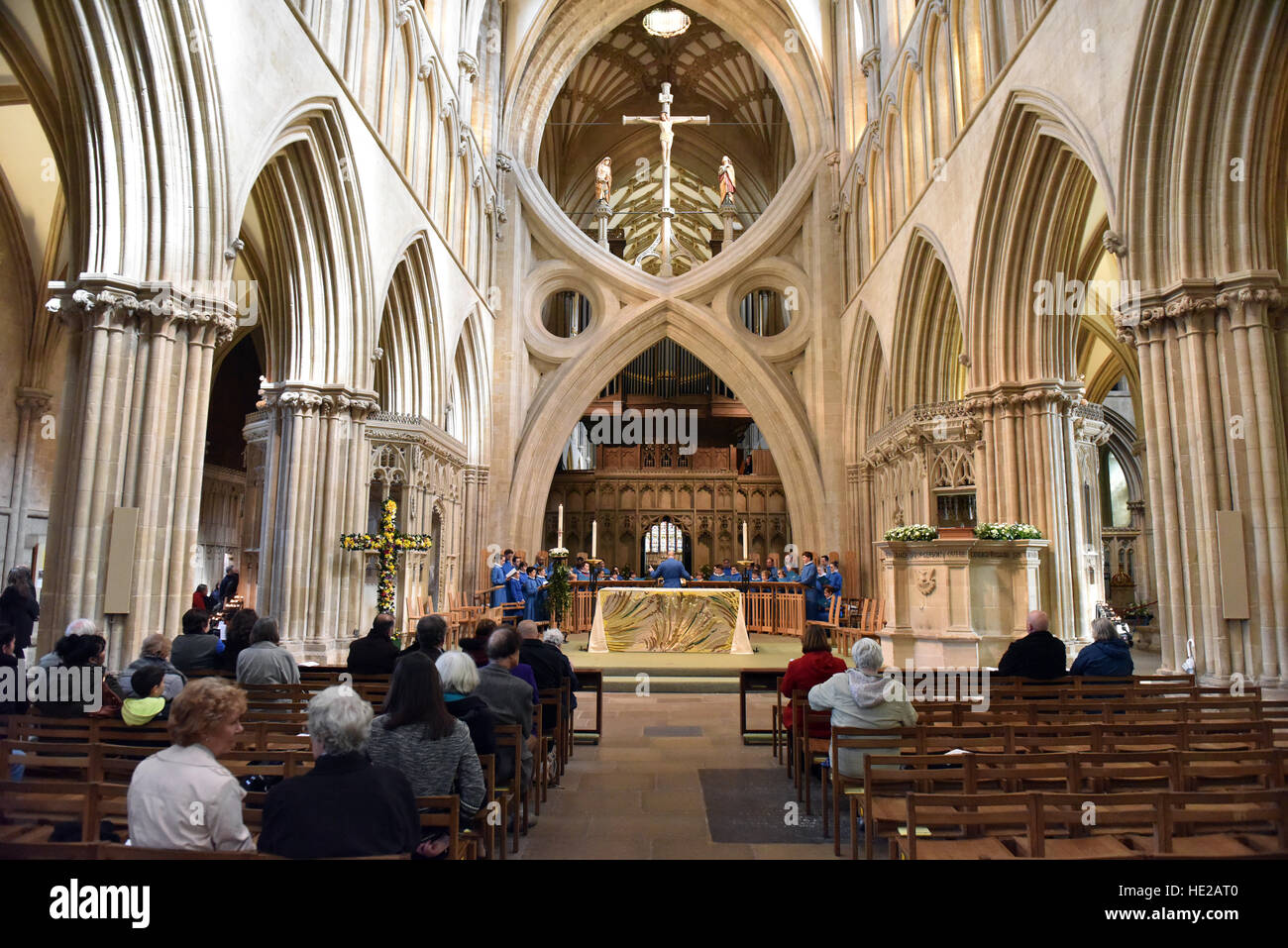 Great Choir from Wells Cathedral Choir on Easter Day and rehearsing for ...