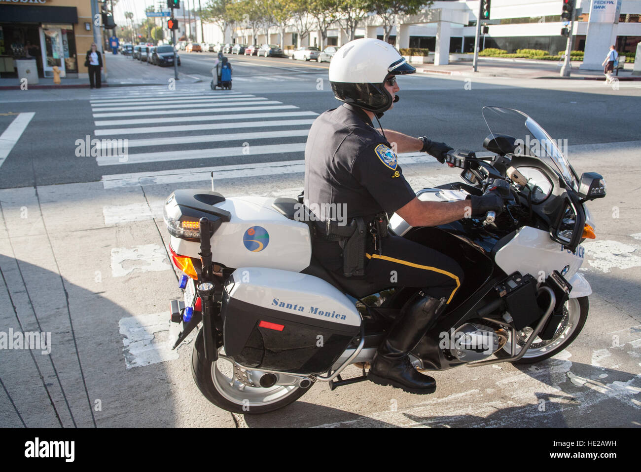 Los Angeles Police Department.LAPD.Police man Officer on motorbike on ...