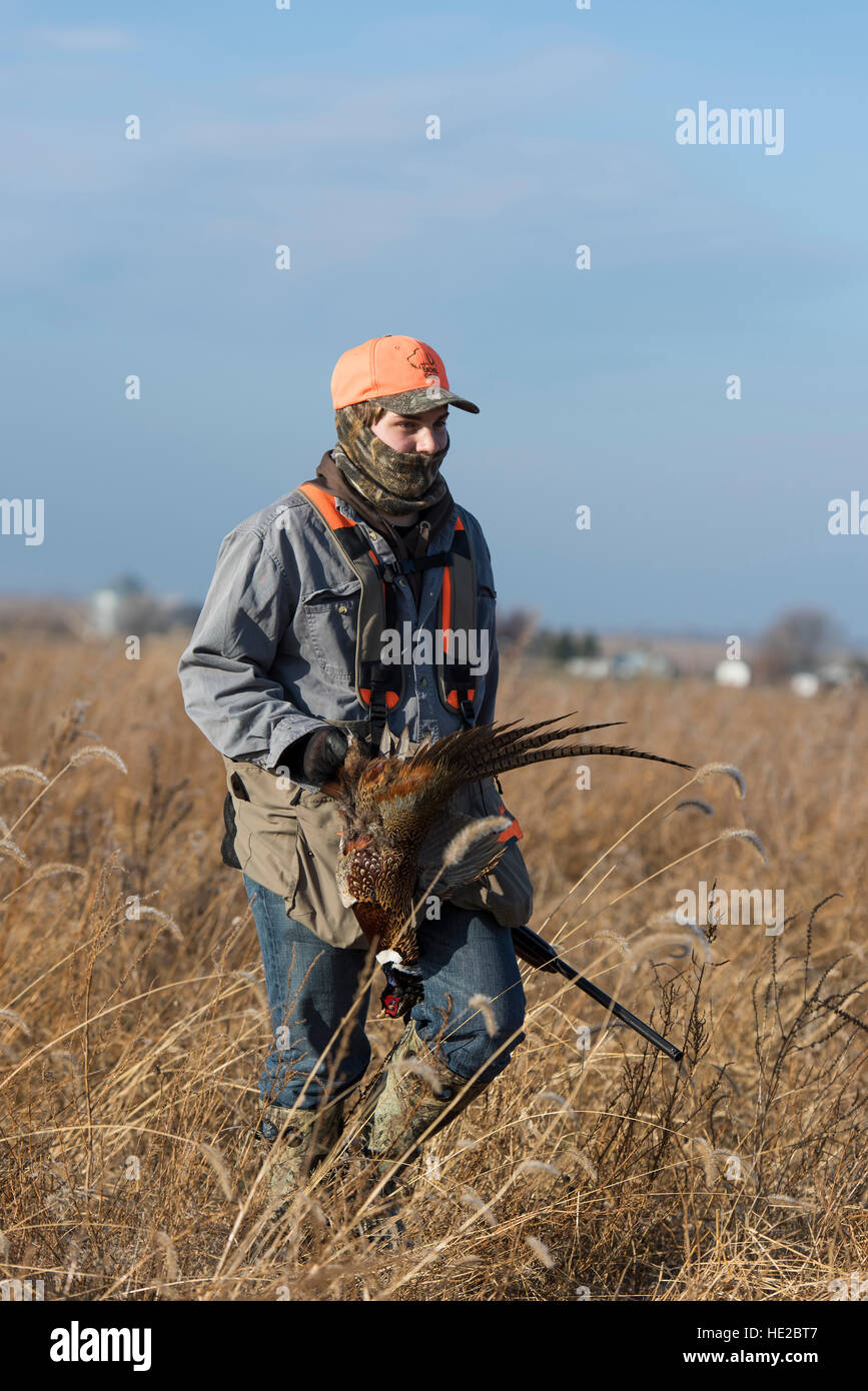 A pheasant hunter with a Rooster Pheasant Stock Photo - Alamy