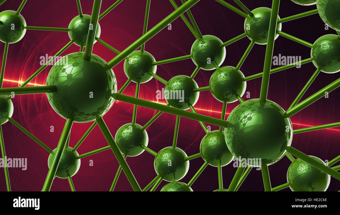 green Molecular geometric chaos abstract structure. Science technology ...