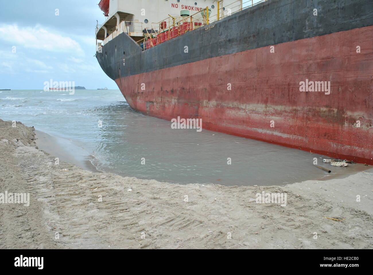 Ran aground oil tanker ship in Thailand Stock Photo - Alamy