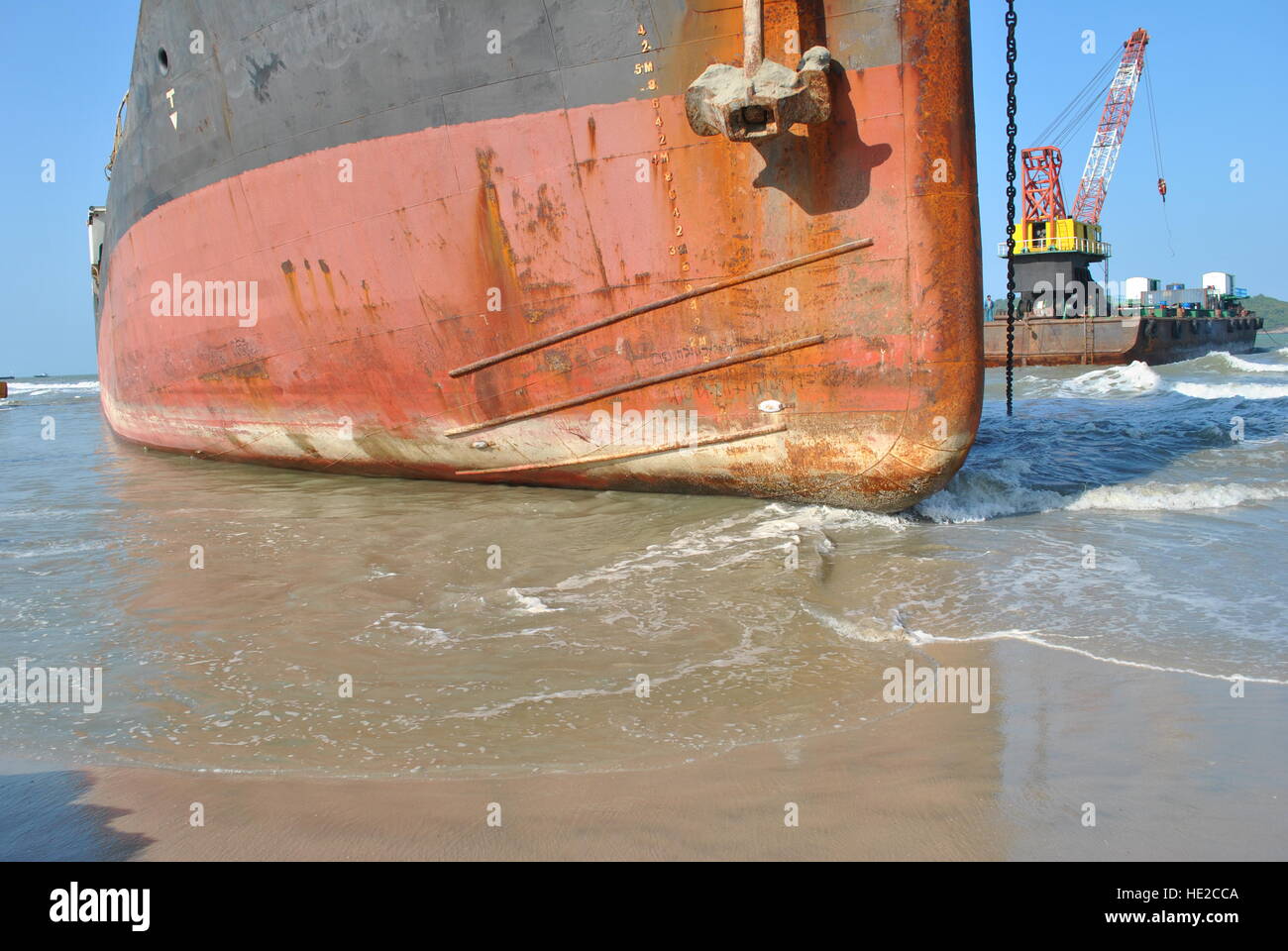 Ran aground oil tanker ship in Thailand Stock Photo - Alamy
