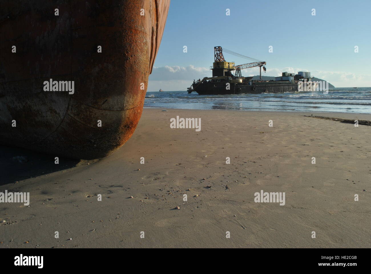Ran aground oil tanker ship in Thailand Stock Photo - Alamy