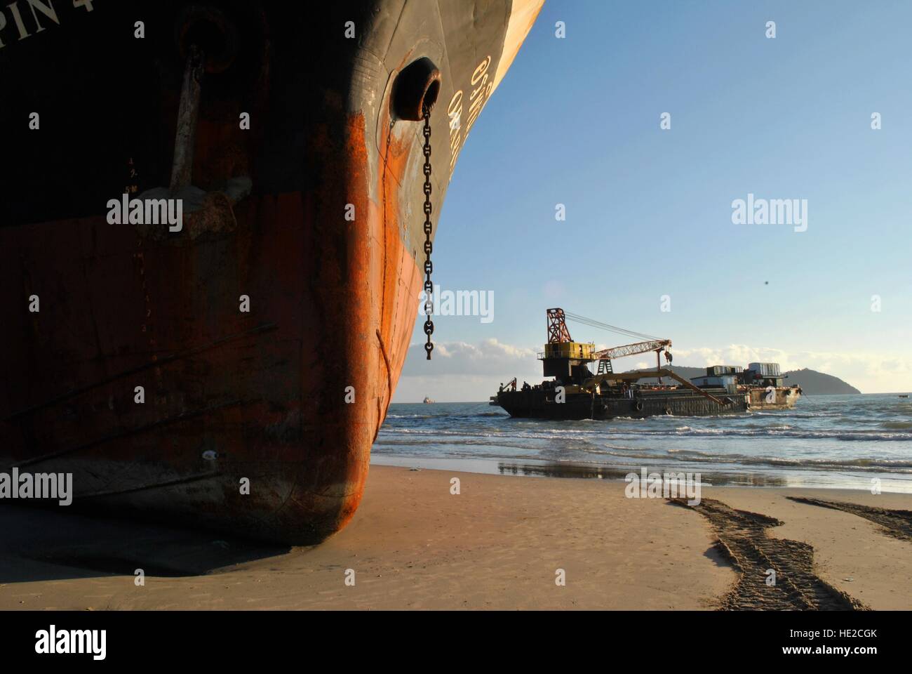 Ran aground oil tanker ship in Thailand Stock Photo - Alamy
