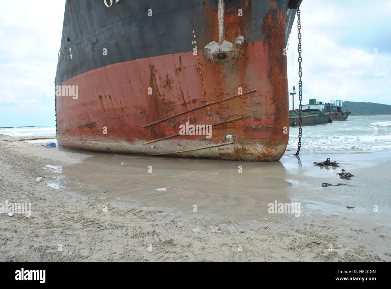 Ran aground oil tanker ship in Thailand Stock Photo - Alamy