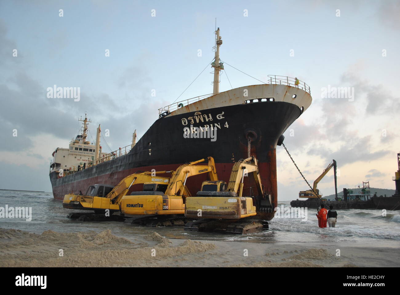 Ran aground oil tanker ship in Thailand Stock Photo - Alamy