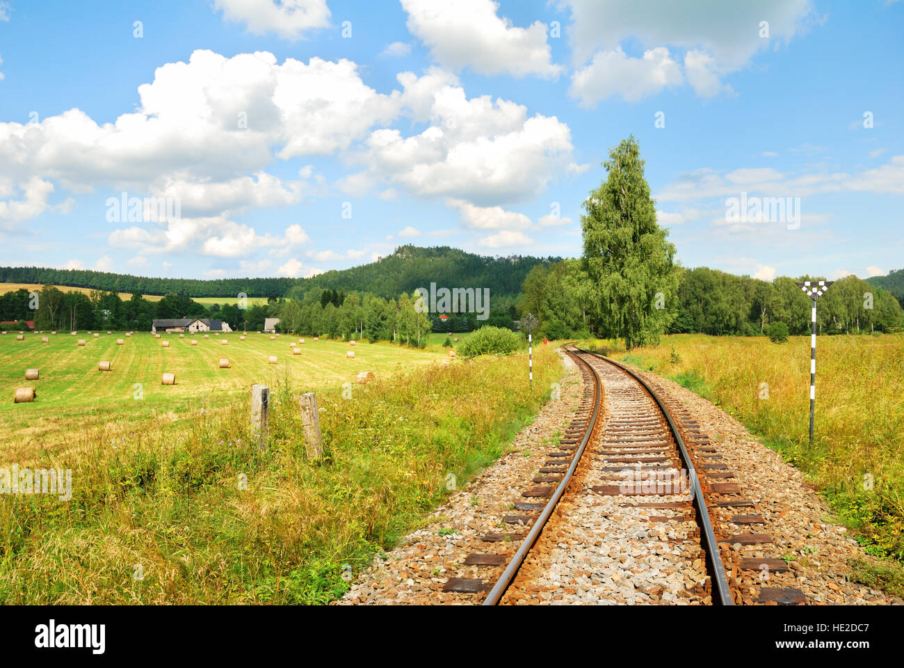 Railway tracks in a beautiful countryside landscape Stock Photo - Alamy