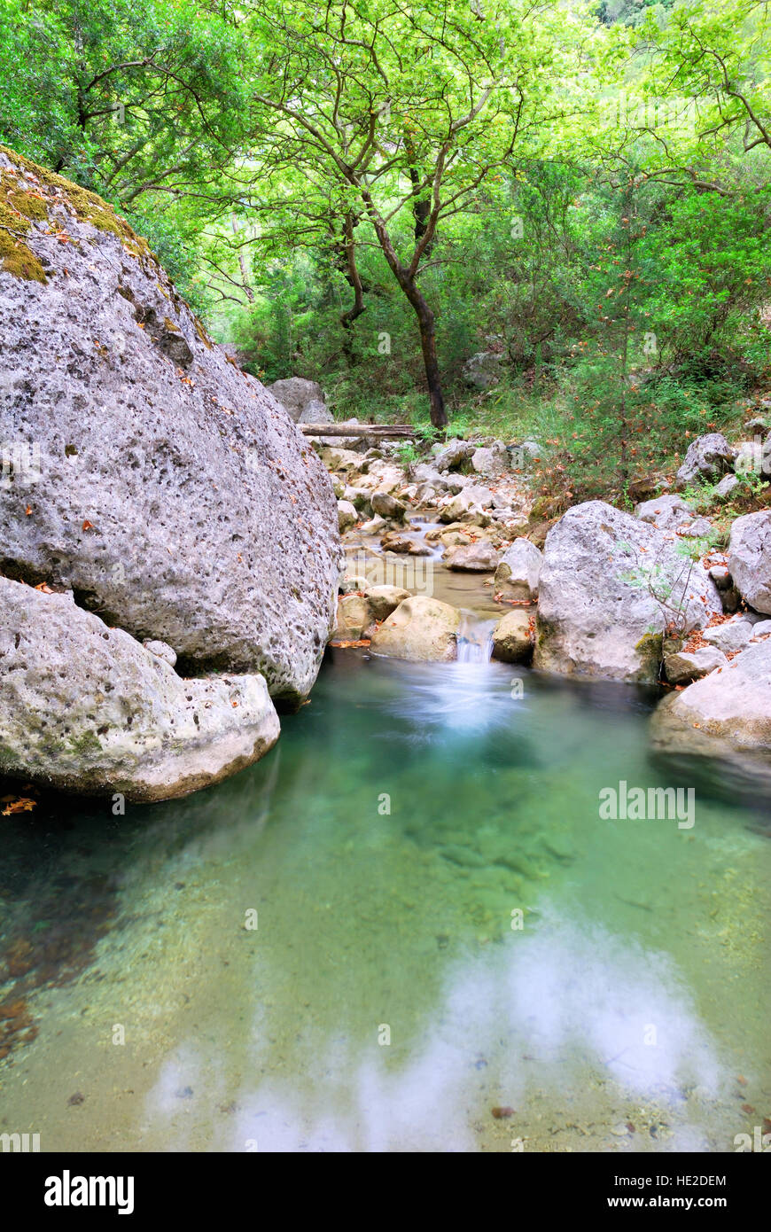 Clean creek water pool with big rocks Stock Photo - Alamy