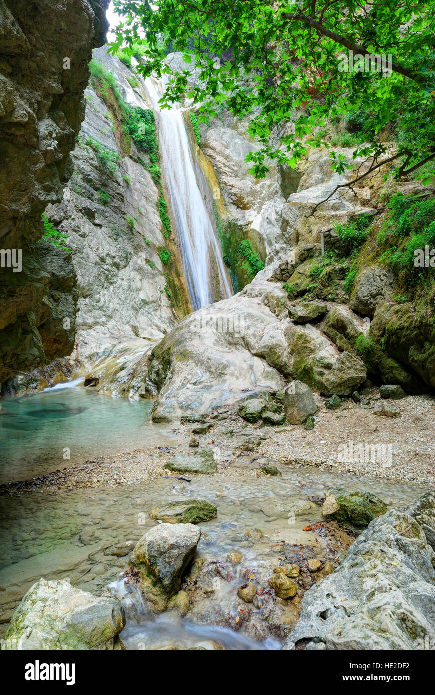 Beautiful pure clean waterfall near Nidri on the island of Lefkada in ...