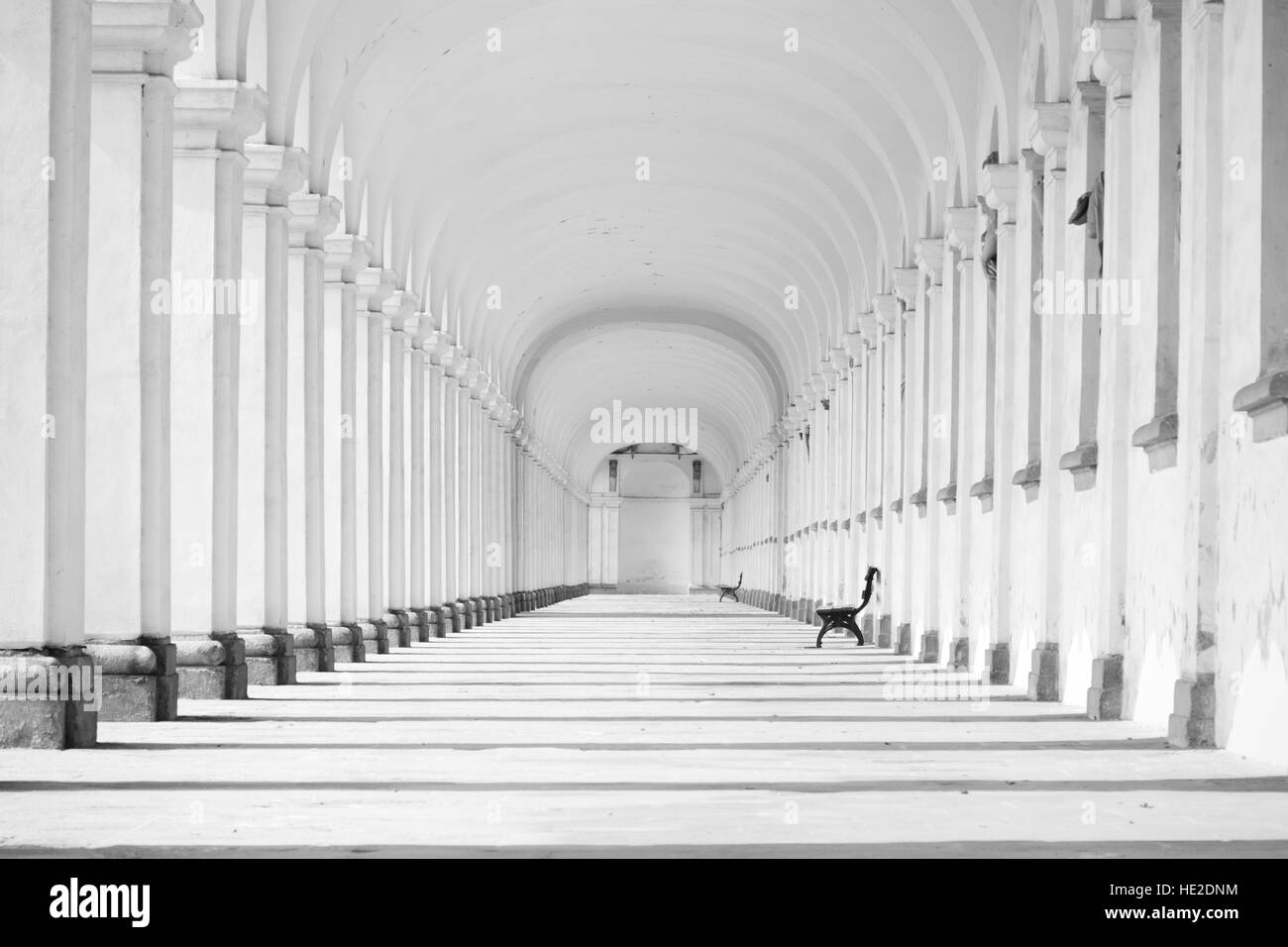 Long baroque colonnade in black and white tone Stock Photo - Alamy
