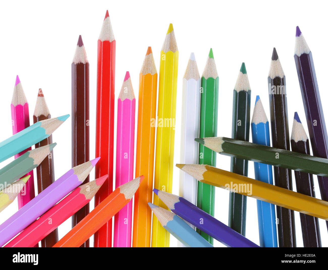 Multiple colored pencils on a white background Stock Photo - Alamy
