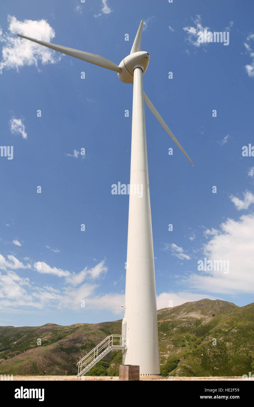 Electric Power Windmill and Blue Sky Stock Photo - Alamy
