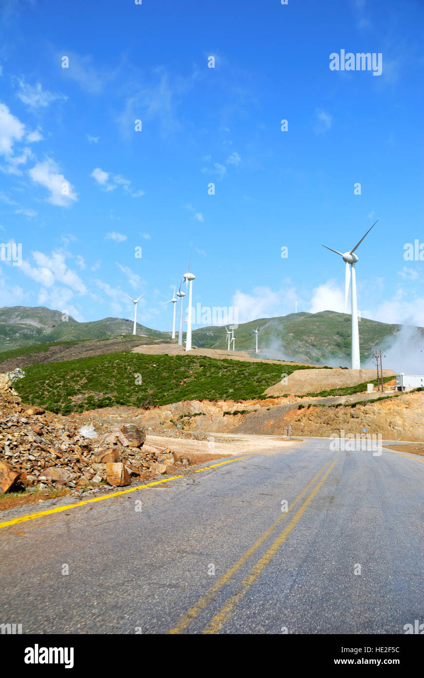 Windmills and road Stock Photo - Alamy