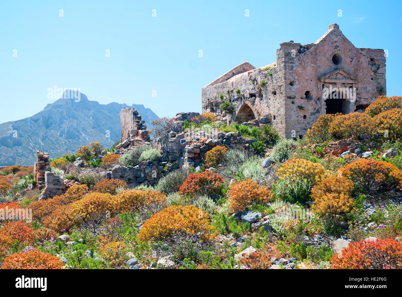 Gramvousa Fortress Church Ruins Stock Photo - Alamy