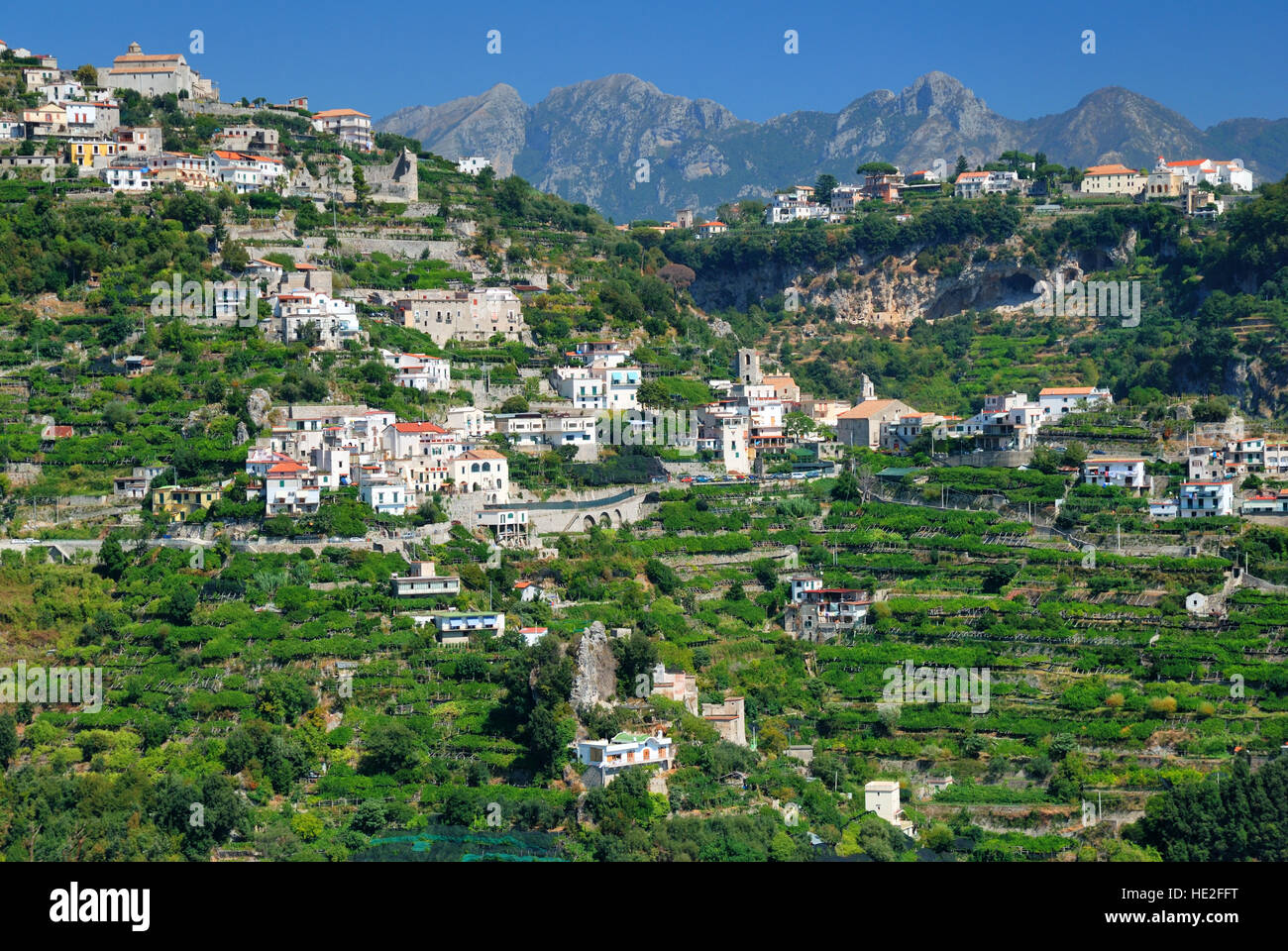 Italian hillside village on the Amalfi coast Stock Photo - Alamy