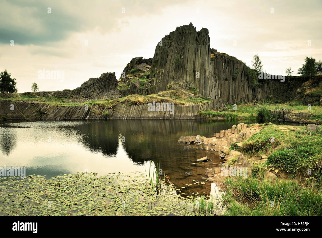 Basalt rock called Panska skala near Kamenicky Senov town in Central ...