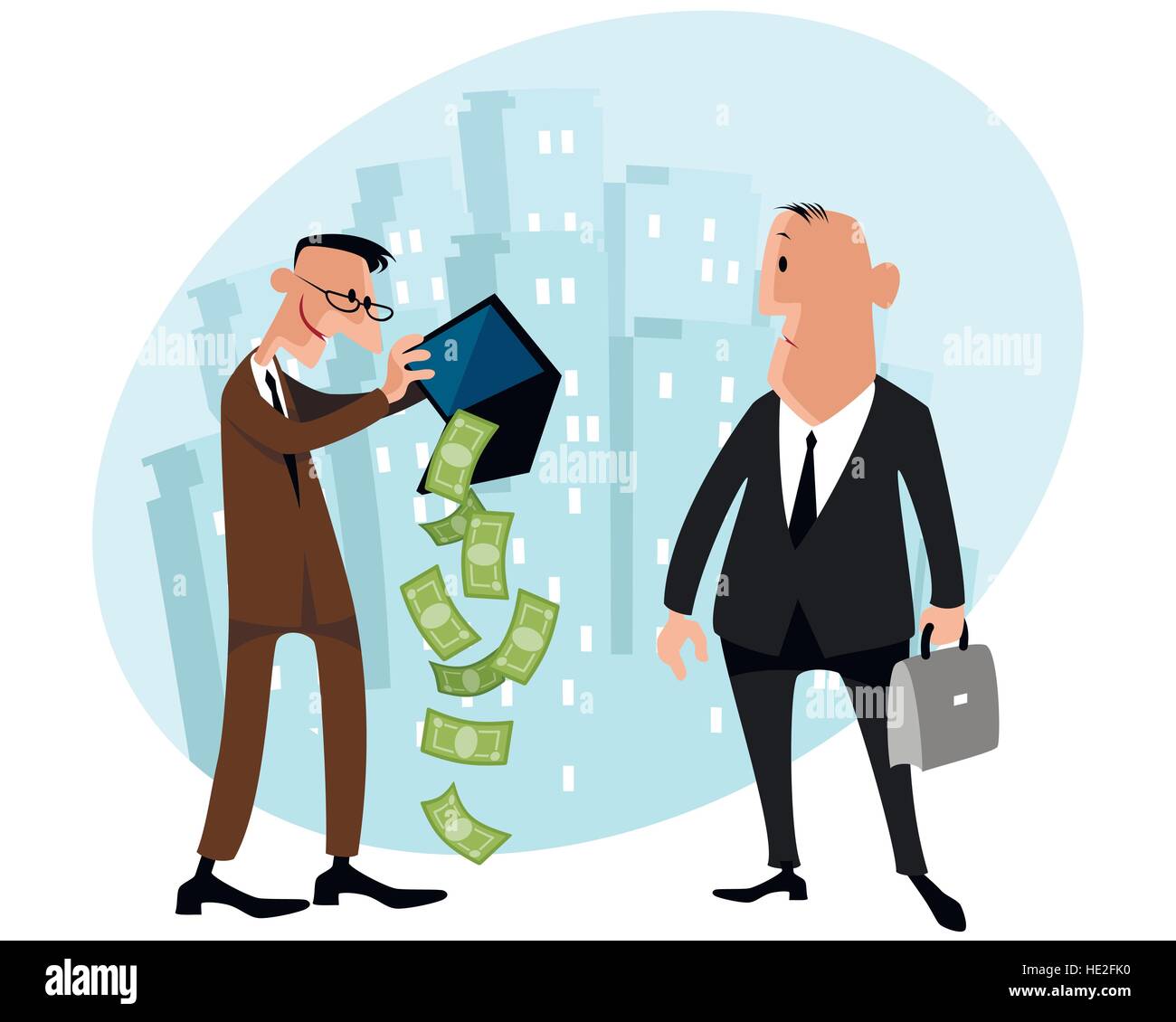 Vector illustration of a two businessmen with money Stock Vector Image ...