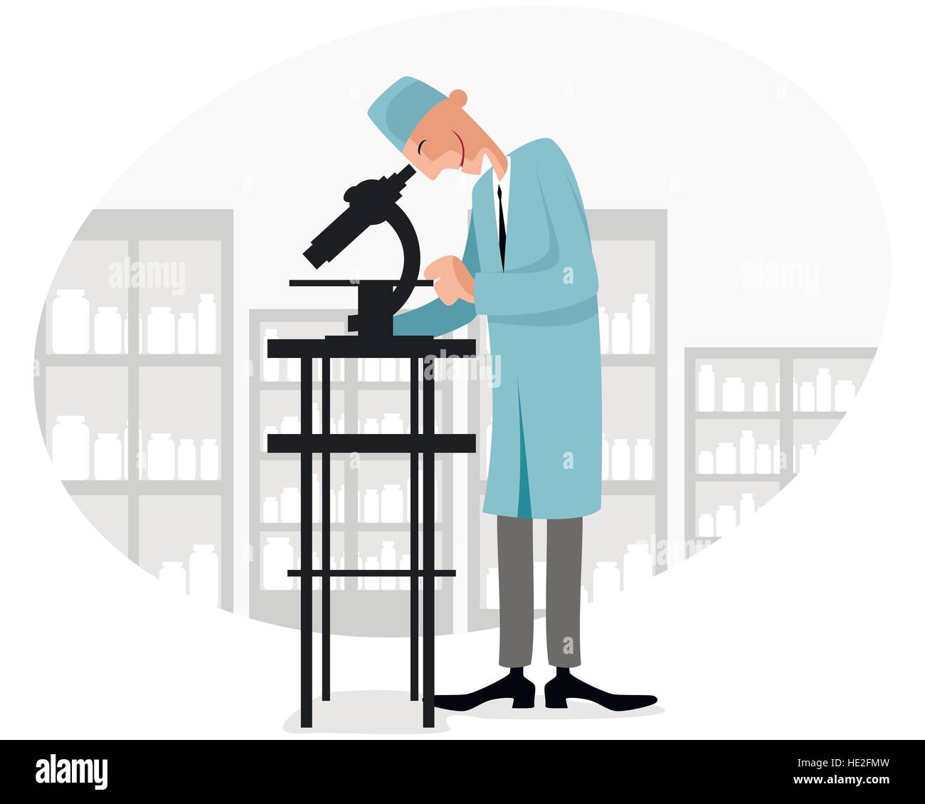 Doctor laboratory assistant microscope Stock Vector Images - Alamy