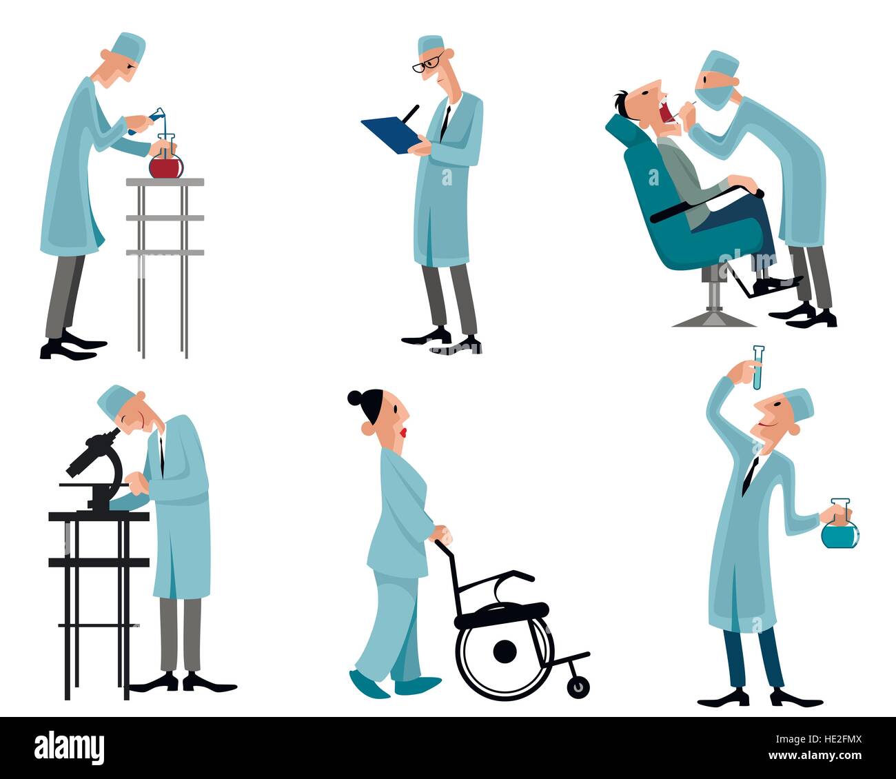 Vector illustration of a six doctors at work Stock Vector Image & Art ...