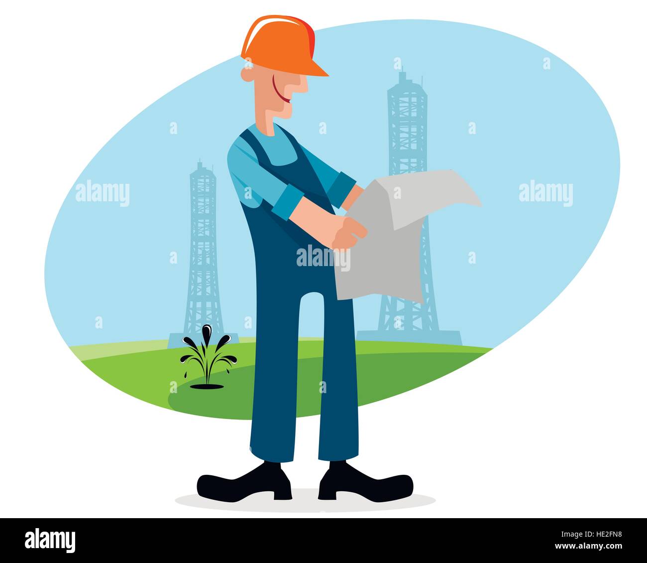Vector illustration of a oilman with plan Stock Vector Image & Art - Alamy