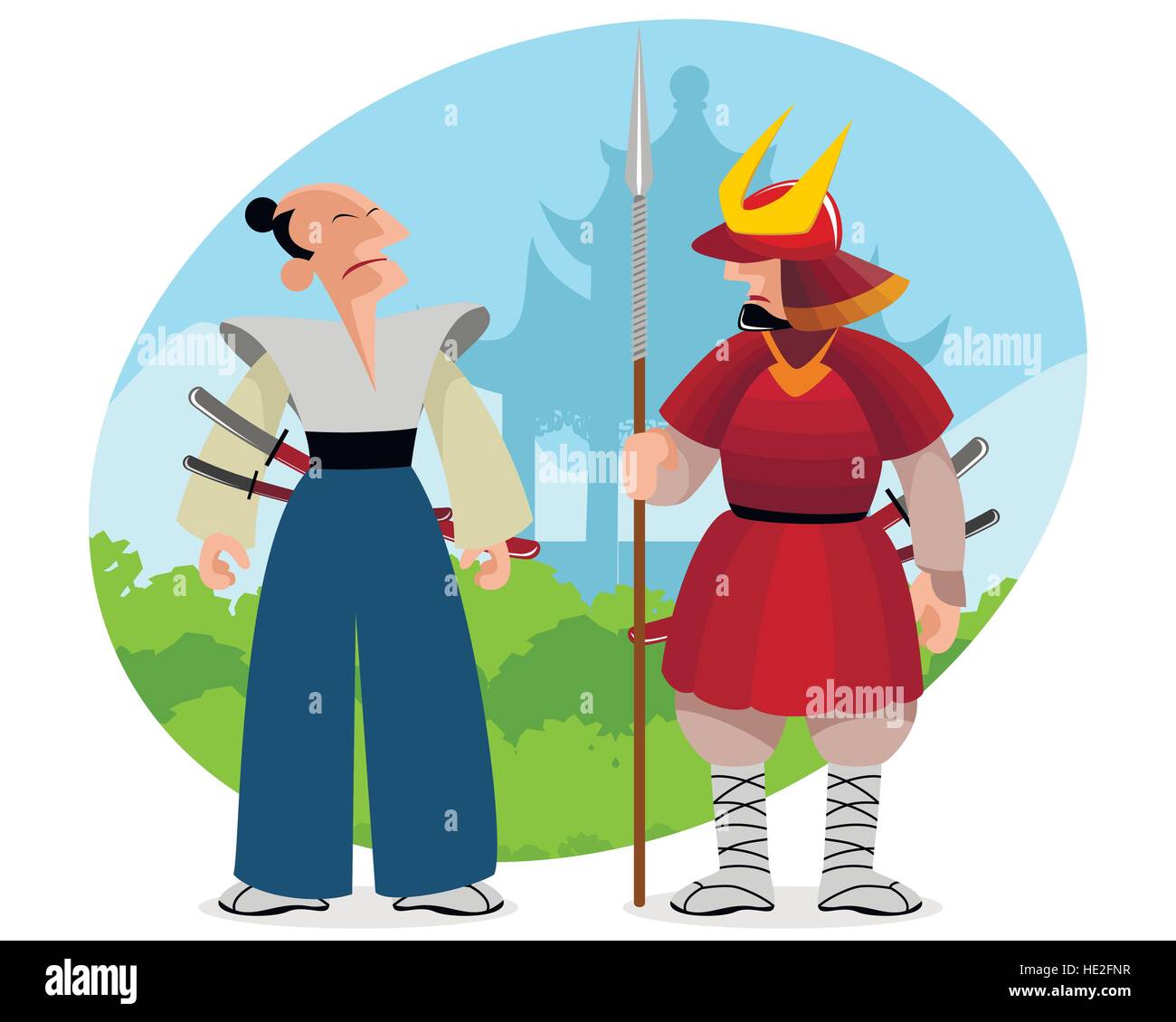 Vector illustration of a two samurais in Japan Stock Vector Image & Art ...
