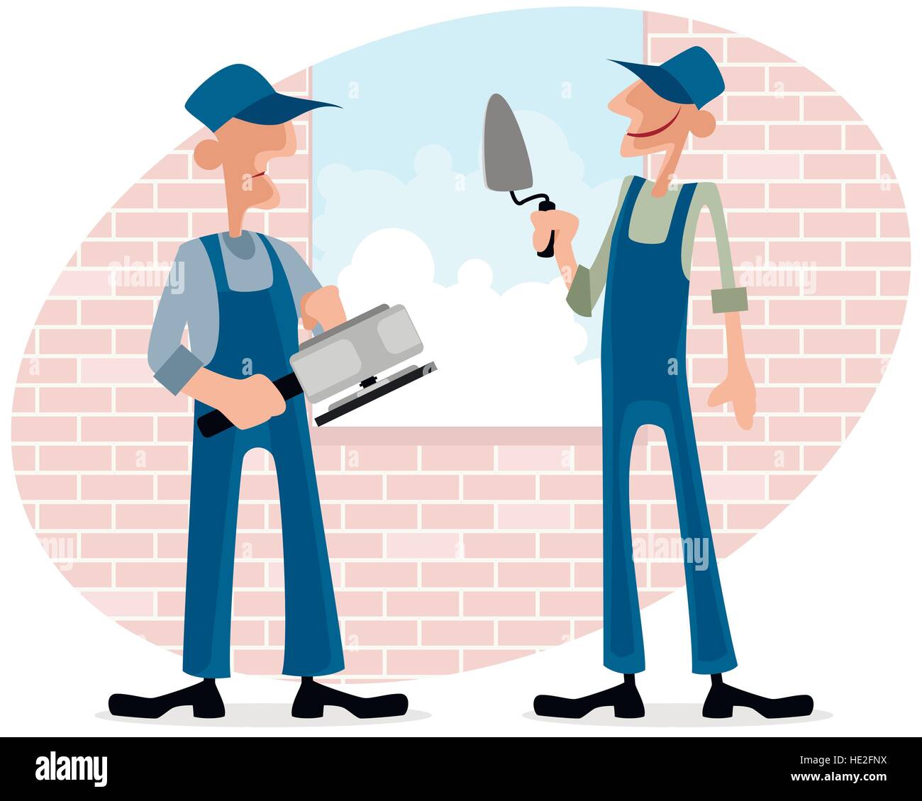 Vector illustration of a two workers near window Stock Vector Image ...