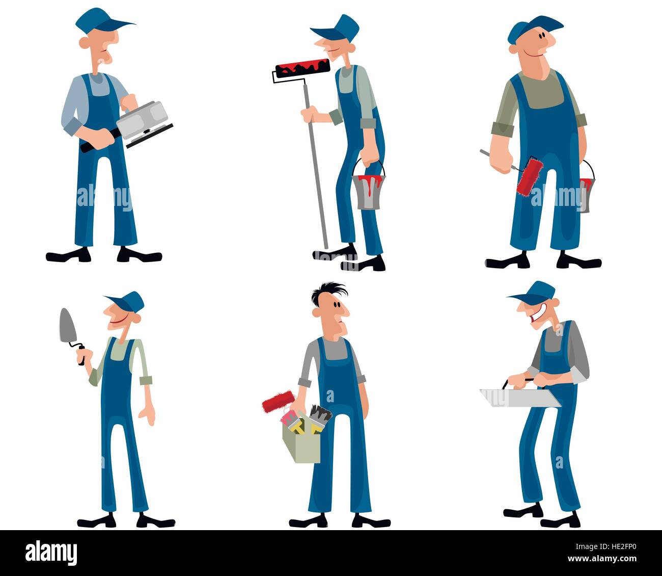 Vector illustration of a six workers set Stock Vector Image & Art - Alamy