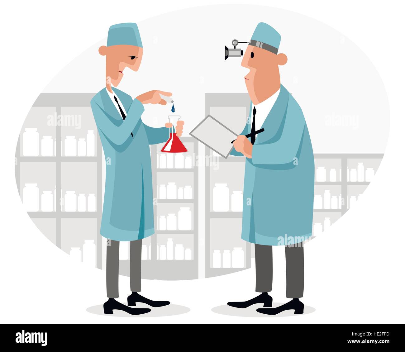 Vector illustration of a two doctors in lab Stock Vector Image & Art ...