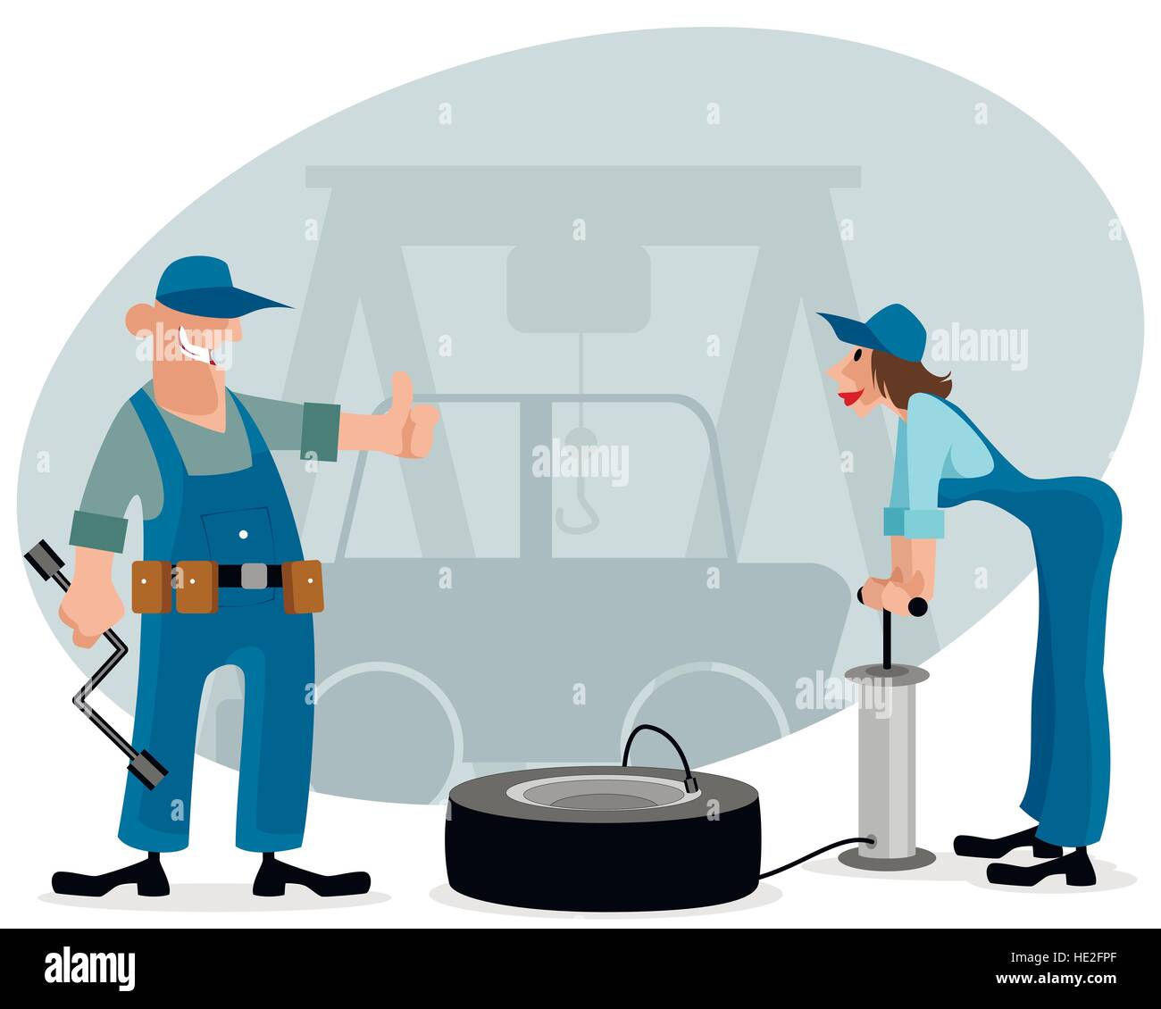 Auto mechanics in car Stock Vector Images - Alamy