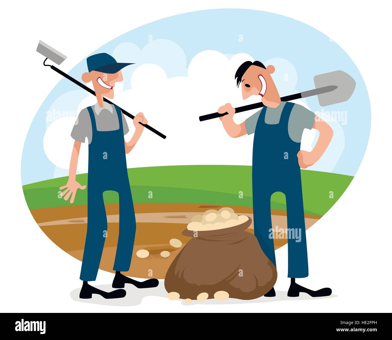 Vector illustration of a two farmers on field Stock Vector Image & Art ...