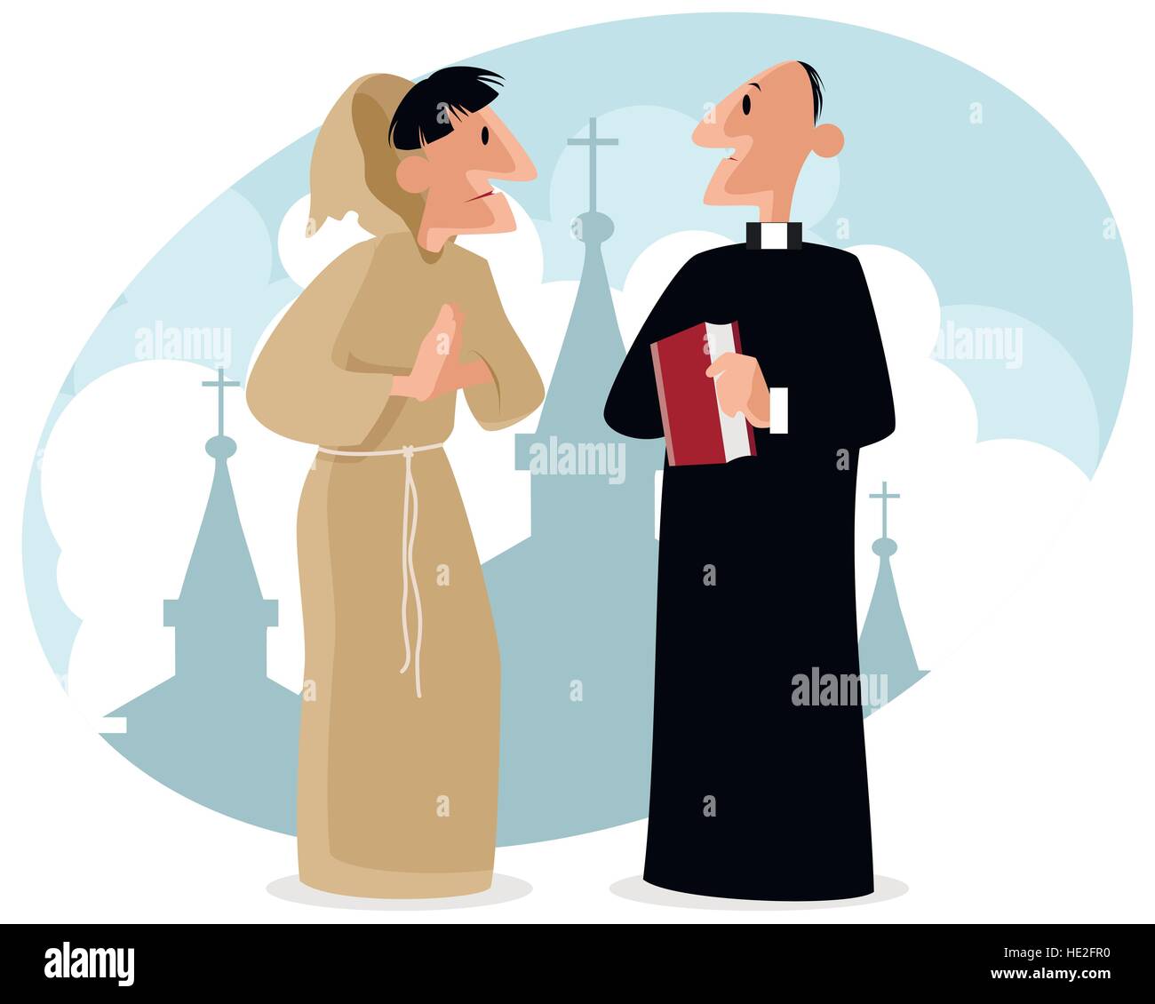 Monk and priest praying Cut Out Stock Images & Pictures - Alamy