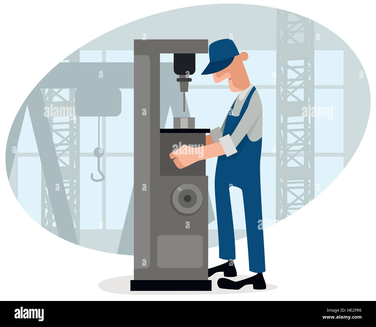 Vector illustration of a drilling machine and turner Stock Vector Image ...