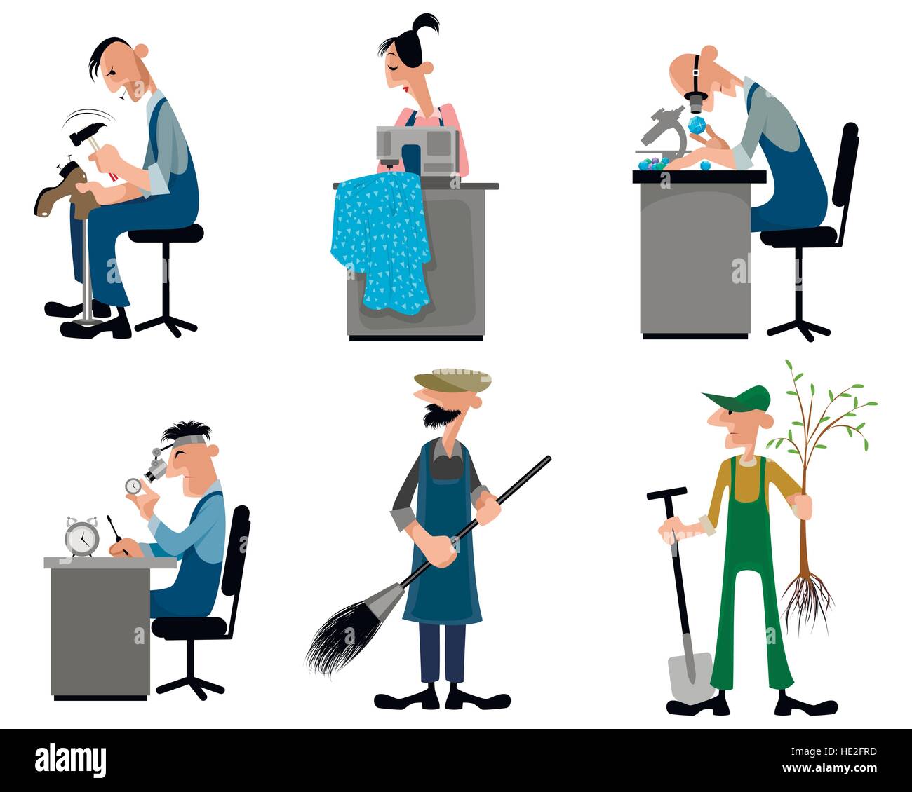 Vector illustration of a six craftsman set Stock Vector Image & Art - Alamy
