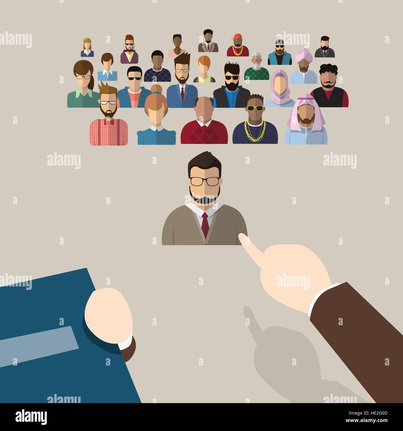 Recruitment Hand Point Finger Picking Business Person Candidate People ...