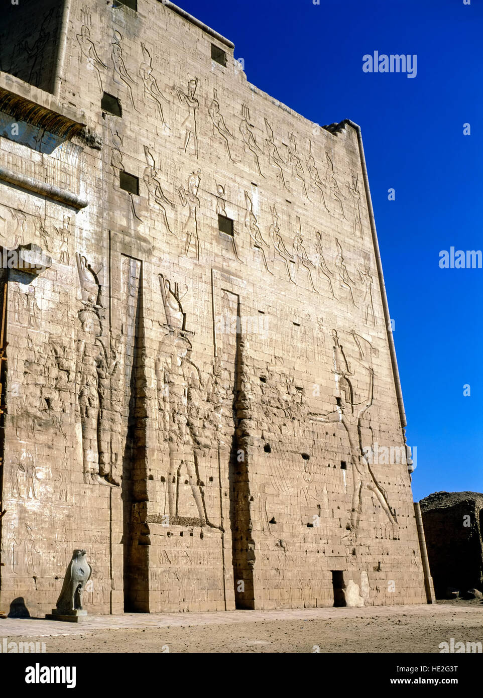 Sculpture and wall relief of the temple of edfu hi-res stock ...