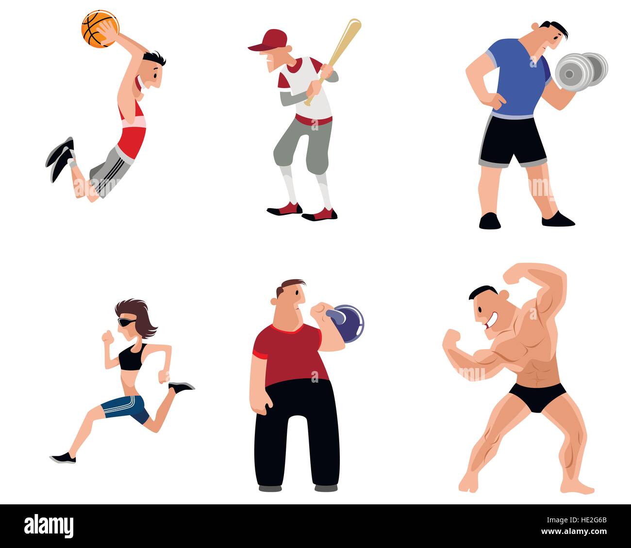 Vector illustration image of a six athletes set Stock Vector Image ...