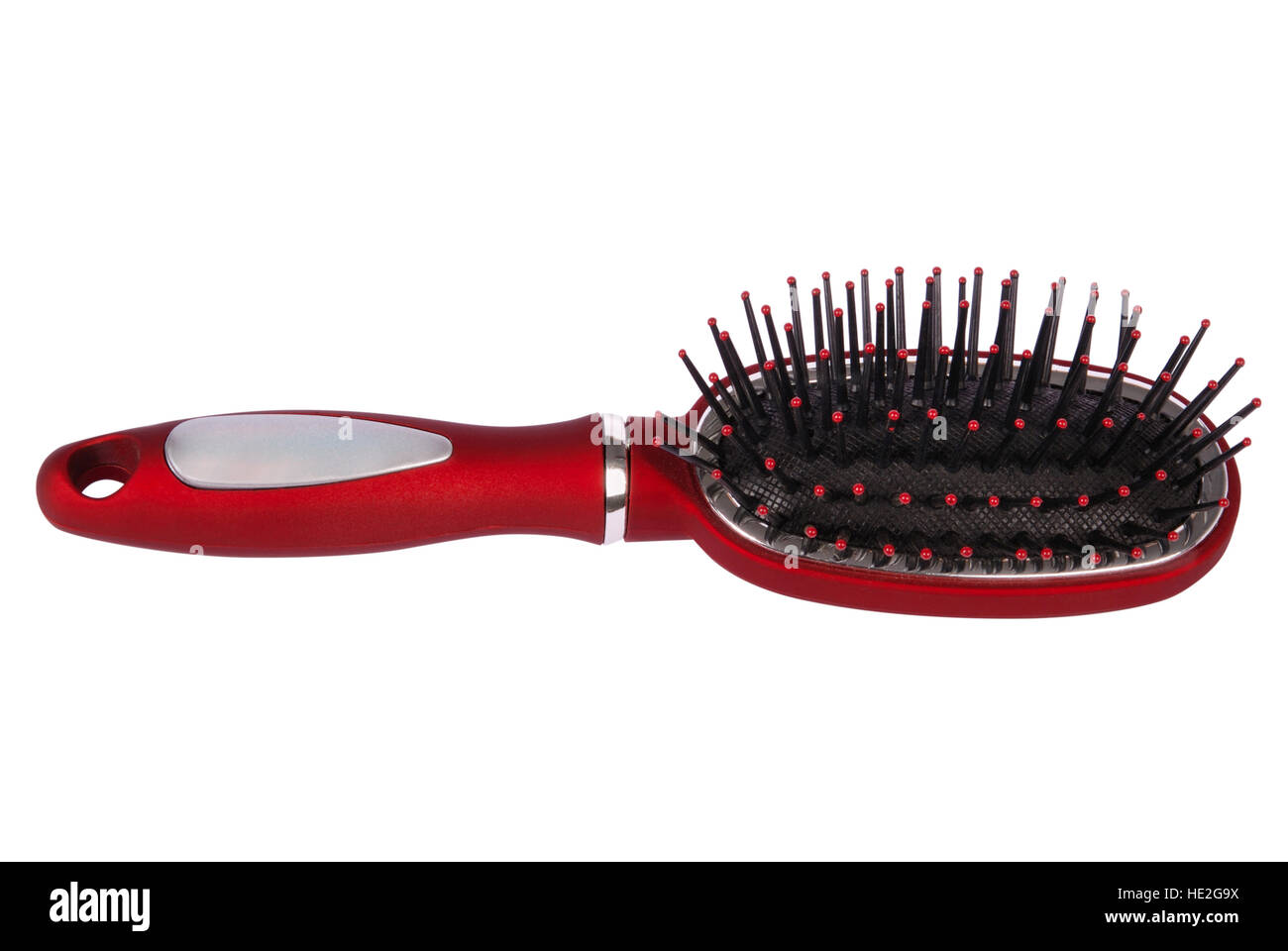 Red hair brush massage. Isolated on white. Clipping path included Stock ...